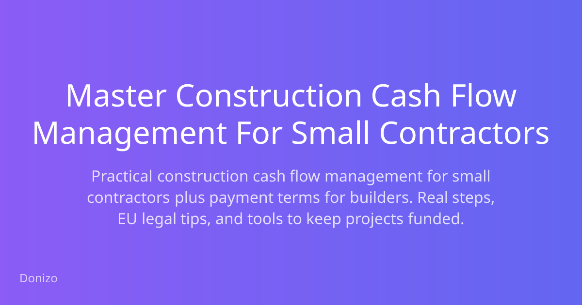 Master Construction Cash Flow Management For Small Contractors